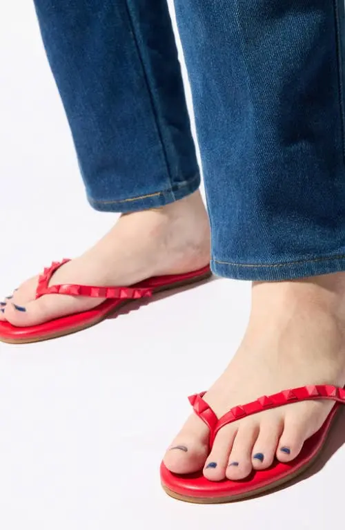 Yosi Samra Rivington Studded Flip Flop - Red