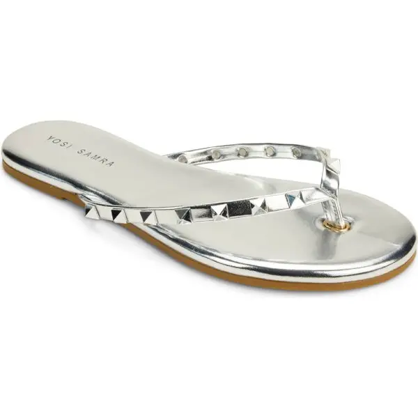 Yosi Samra Rivington Studded Flip Flop - Silver