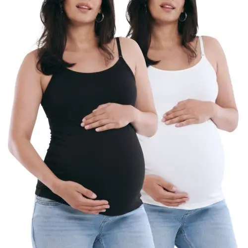 Motherhood Maternity Clip Down Nursing Tank Top - Black & White