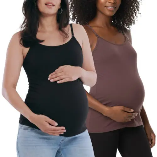 Motherhood Maternity Clip Down Nursing Tank Top - French Roast & Black