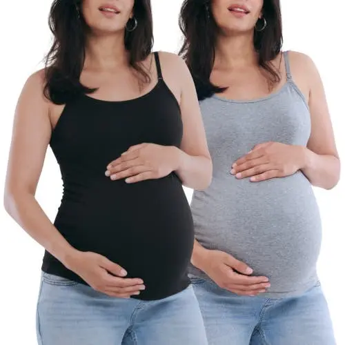 Motherhood Maternity Clip Down Nursing Tank Top - Grey & Black