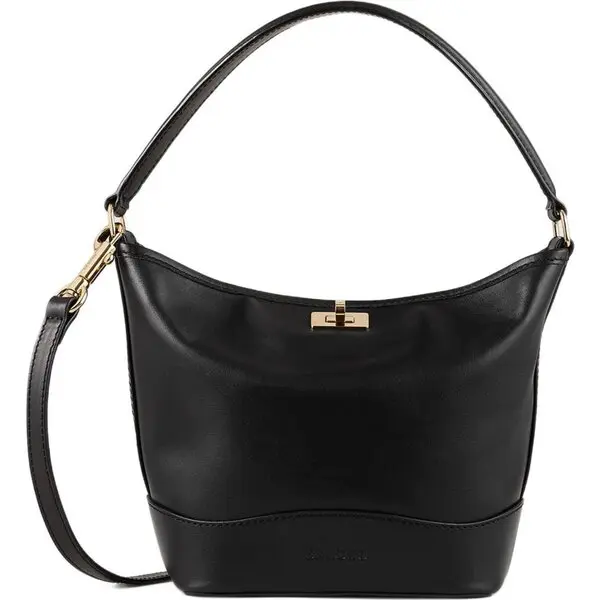 Sandro Tangoso Mini Leather Bucket Bag - Black