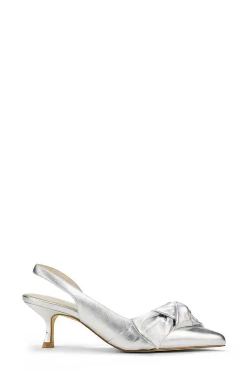 Yosi Samra Kaleigh Slingback Kitten Heel Pumps - Silver