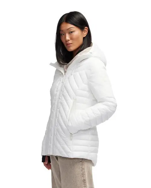 Pajar Esmay Lightweight Mixed Media Quilted Puffer - White Opal