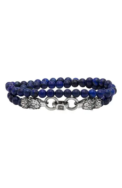 John Varvatos Lapis Lazuli And Sterling Silver Wolf Wrap Bracelet - Blue/ Silver