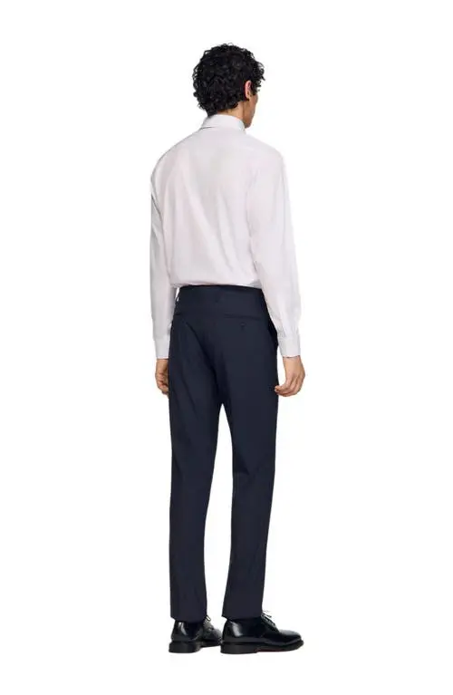 Sandro Wool Suit Trousers - Navy Blue