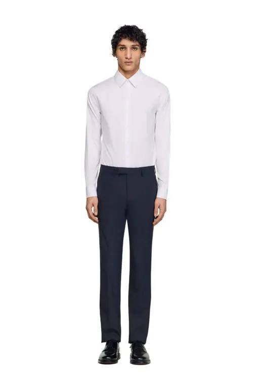 Sandro Wool Suit Trousers - Navy Blue