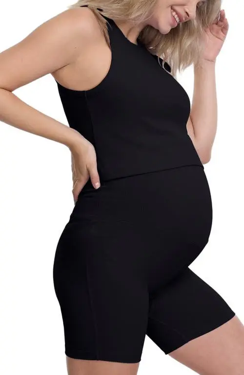 Motherhood Maternity Crew Neck Racerback Cropped Maternity Tank - Black