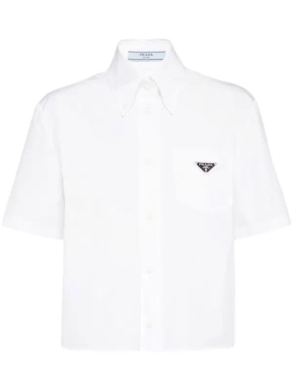 Prada Logo Plaque Cropped Shirt