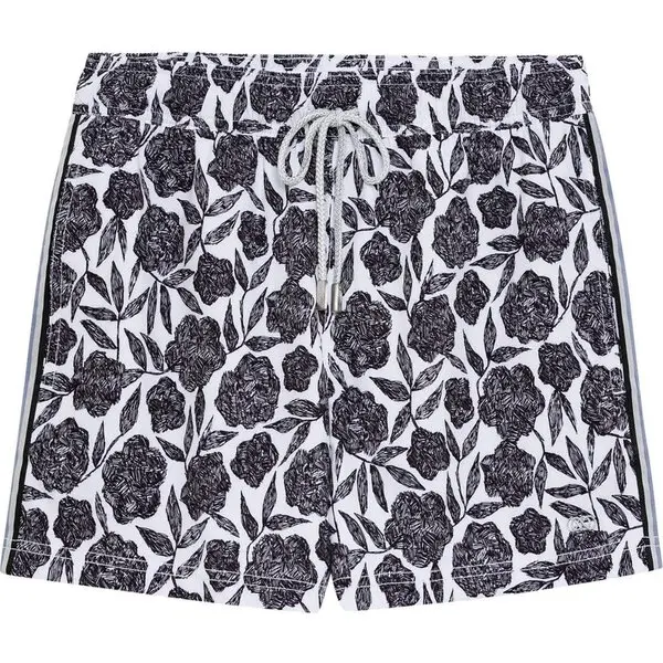LE CLUB 4.25" Eco-friendly 4-way Stretch Swim Trunks - Black/white