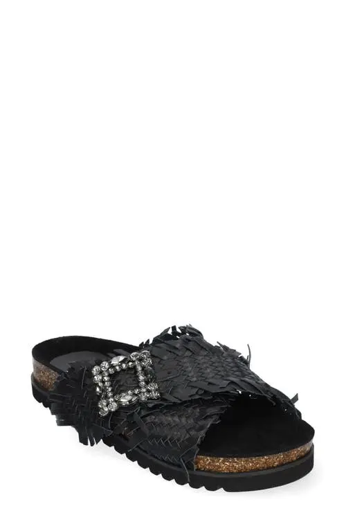 BIBI LOU Danna Fringe Slide Sandal - Black