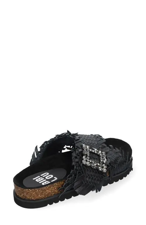 BIBI LOU Danna Fringe Slide Sandal - Black