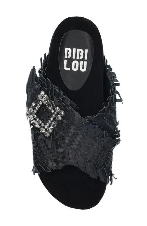 BIBI LOU Danna Fringe Slide Sandal - Black