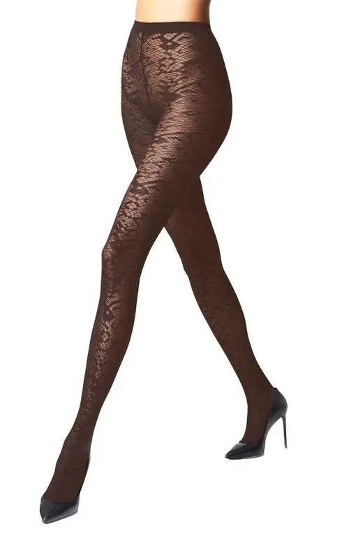 Wolford Snakeskin Print Tights - Umber