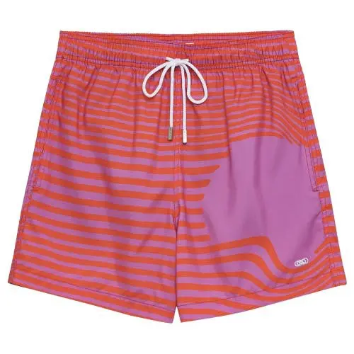 LE CLUB 4-way Stretch Swim Trunks - Orange/pink