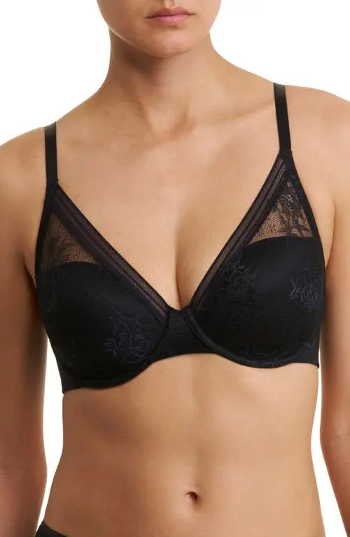 Natori Love Lace Back Smoothing Plunge T-shirt Bra - Black/navy
