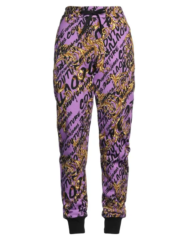 Versace Printed Cotton Track Pants - Purple
