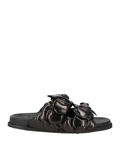 Valentino Garavani Soft Leather Sandals With Floral Appliqu - Black