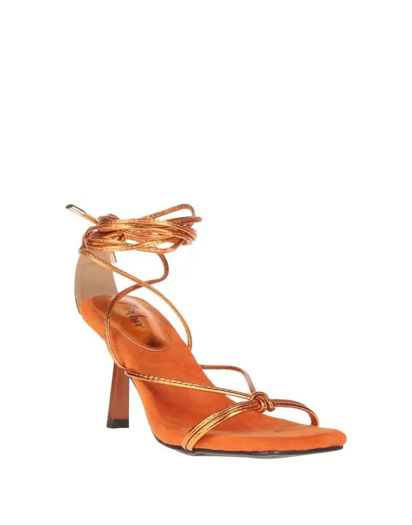 Menbur Metallic Strappy Sandals With Ties At Ankle - Mandarin