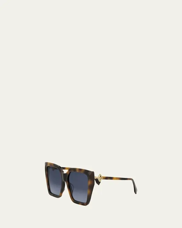 Fendi Ff Diamonds Fe40161i Square Sunglasses - Dark Tortoise