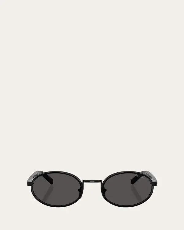 Prada Pr B56s Oval Sunglasses - Black