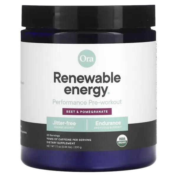 ORA ORGANIC Renewable Energy: Pre-workout Powder Beet & Pomegranate 200 Grams - One-color