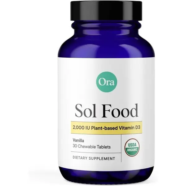 ORA ORGANIC Sol Food: Vegan Vitamin D3 Tablets 30 Chewables - One-color