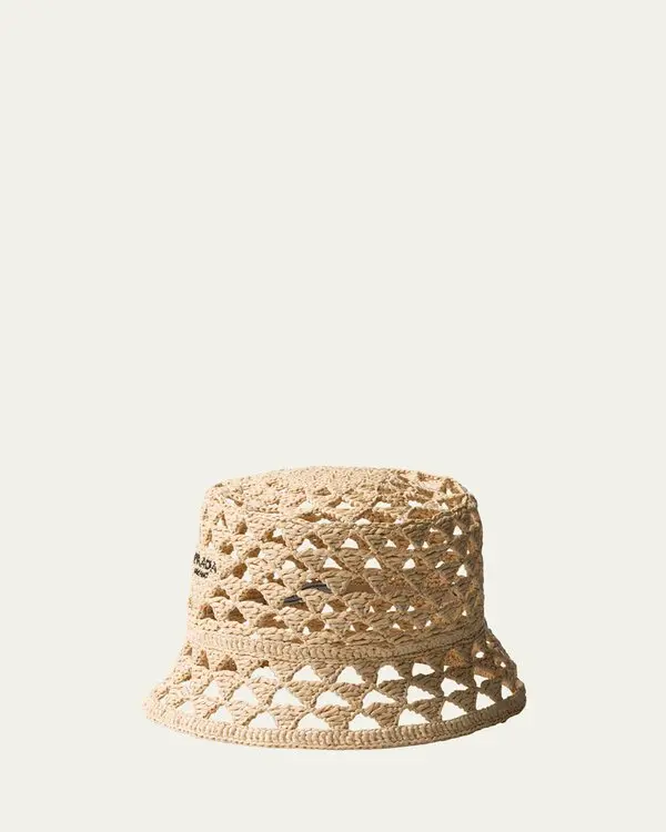 Prada Triangle Cutout Bucket Hat - Naturale/nero