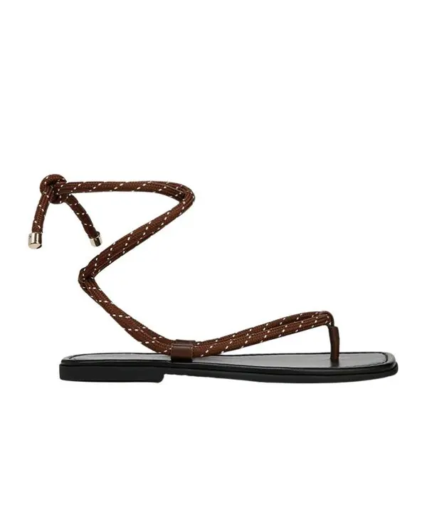 Veronica Beard Carmina Cord Wrap Sandal - Cedar/coconut