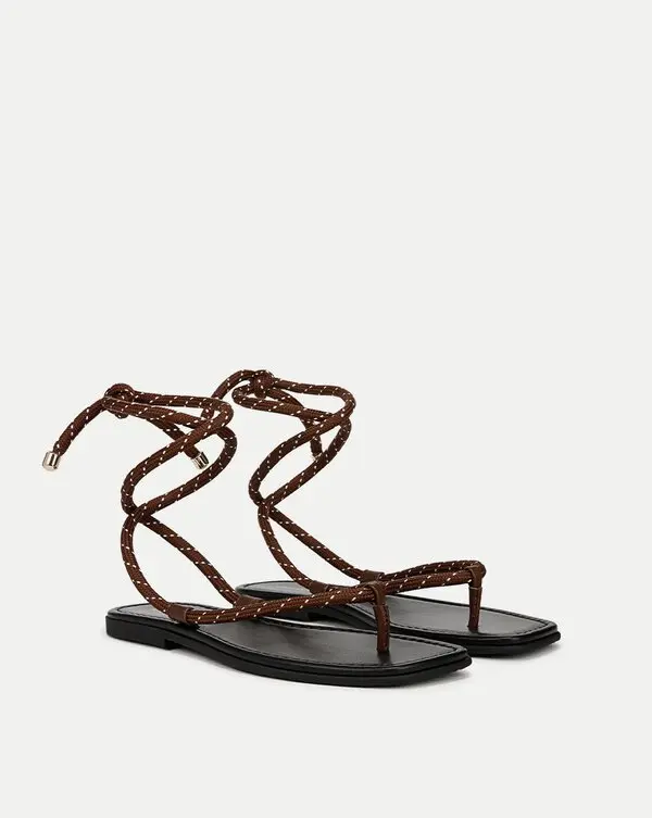 Veronica Beard Carmina Cord Wrap Sandal - Cedar/coconut
