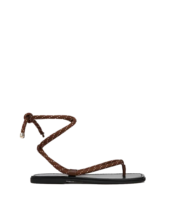Veronica Beard Carmina Cord Wrap Sandal - Cedar/coconut