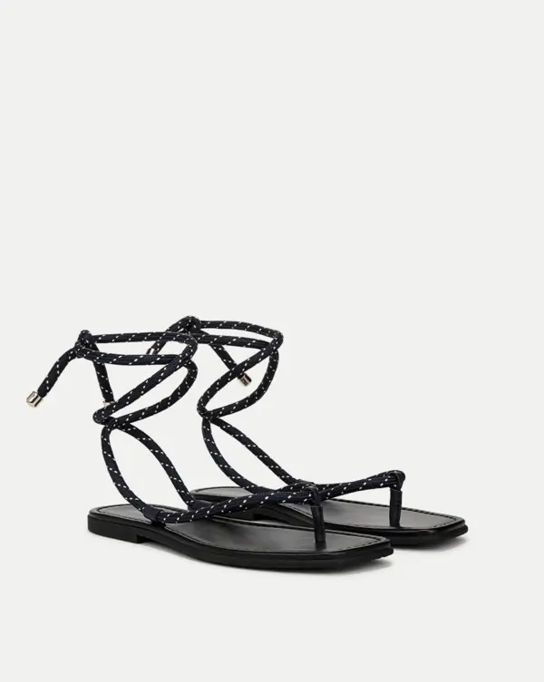 Veronica Beard Carmina Cord Wrap Sandal - Eclipse/coconut