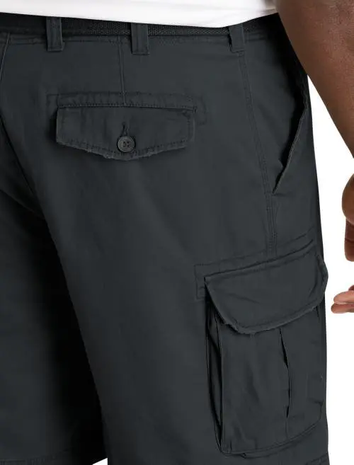 TRUE NATION BY DXL Big & Tall Belted Cargo Shorts - Black