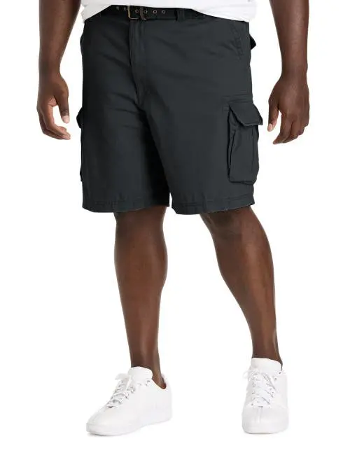 TRUE NATION BY DXL Big & Tall Belted Cargo Shorts - Black