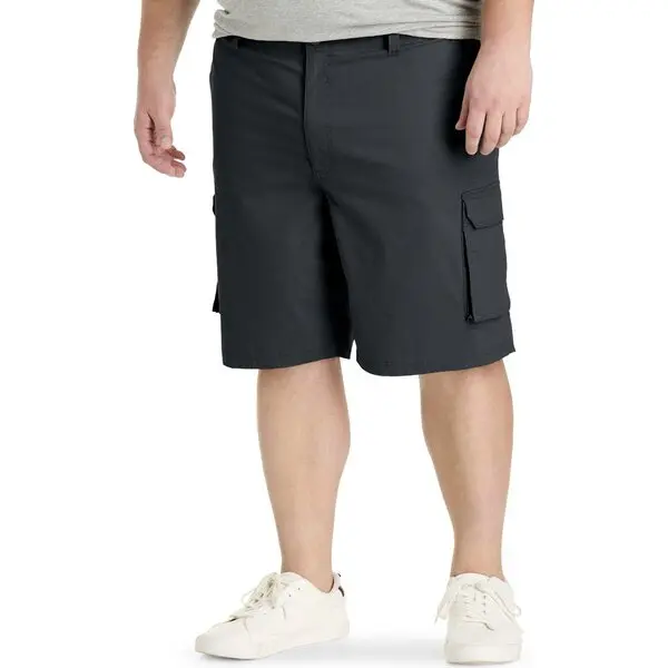 TRUE NATION BY DXL Big & Tall Stretch Ripstop Cargo Shorts - Black