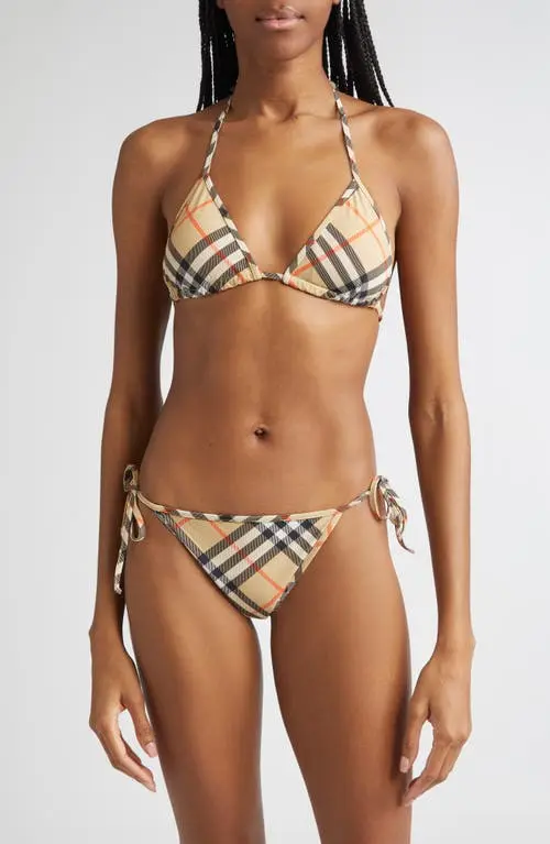 Burberry Check String Bikini Bottom - Sand Ip Check