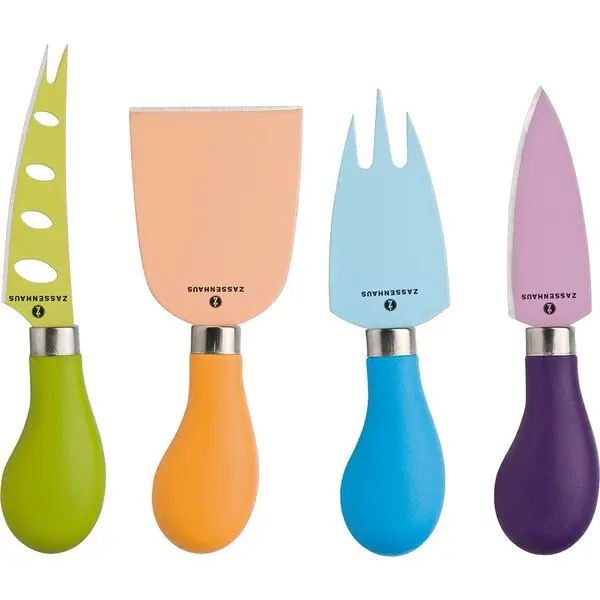 ZASSENHAUS Easy Cut Cheese Knife Set, 4 Pieces - Multicolored