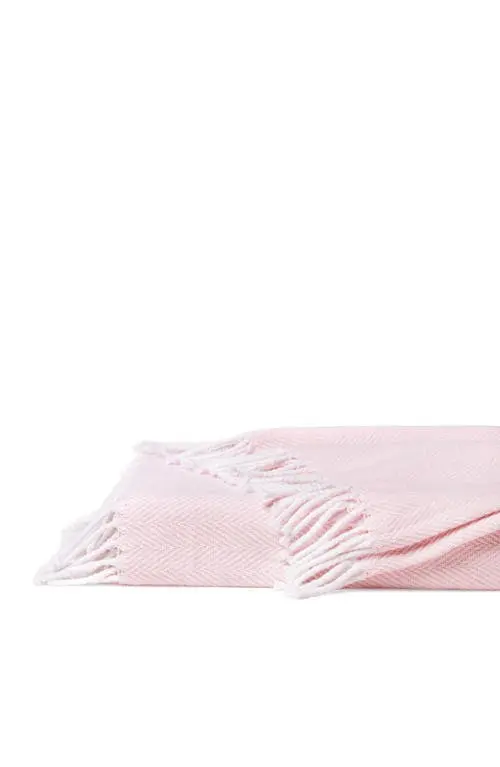 SFERRA Celine Fringed Herringbone Cotton Throw - White/carnation