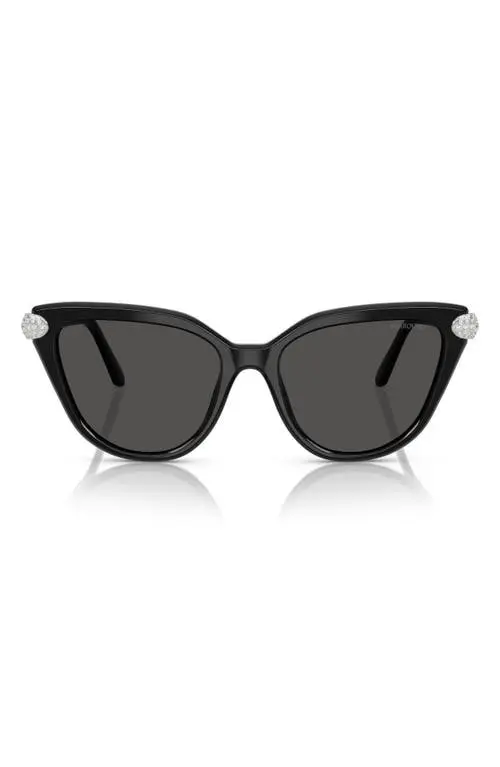 SWAROVSKI 56mm Cat Eye Sunglasses - Black/dark Grey