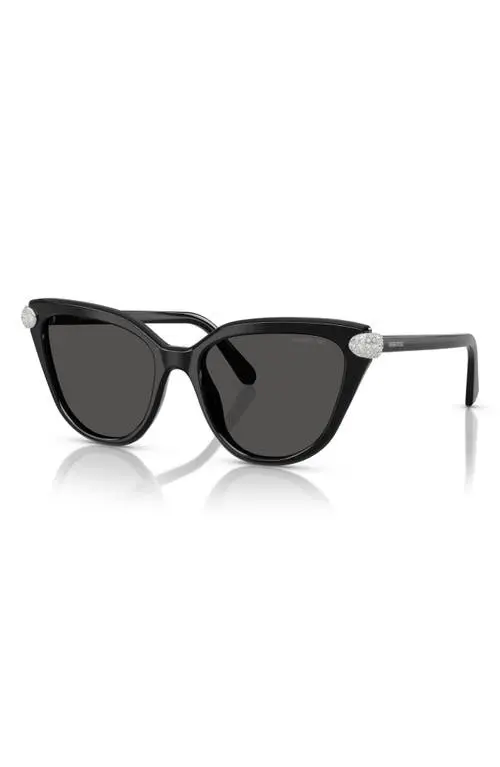 SWAROVSKI 56mm Cat Eye Sunglasses - Black/dark Grey