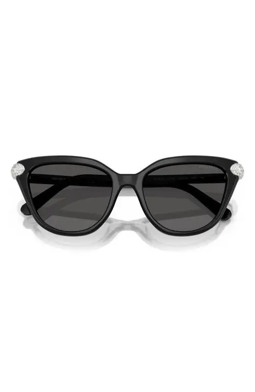 SWAROVSKI 56mm Cat Eye Sunglasses - Black/dark Grey