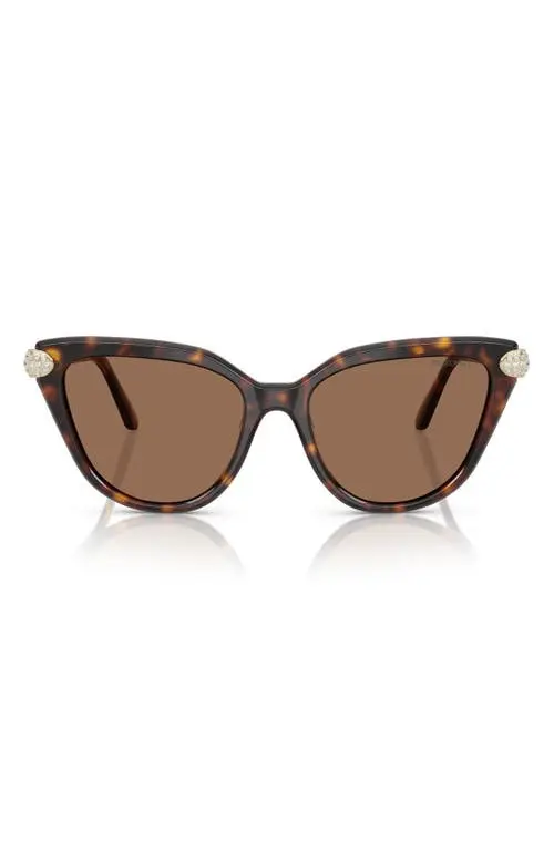 SWAROVSKI 56mm Cat Eye Sunglasses - Havana/ Dark Brown