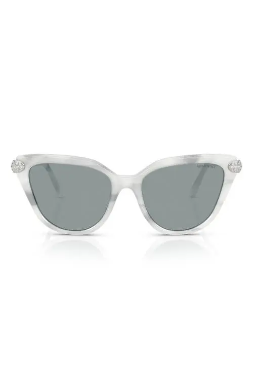 SWAROVSKI 56mm Cat Eye Sunglasses - White Havana/ Dark Grey