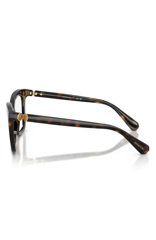 SWAROVSKI 51mm Square Eyeglasses - Havana/ Demo Lens