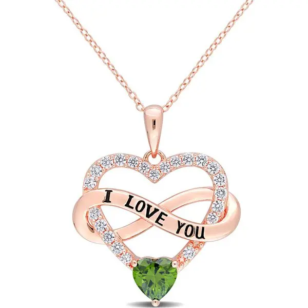 JULIANNA B. Zirconia Infinity Heart Necklace - Green Cz