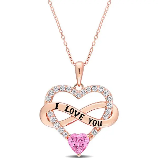 JULIANNA B. Zirconia Infinity Heart Necklace - Pink Cz