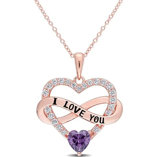 JULIANNA B. Zirconia Infinity Heart Necklace - Purple Cz