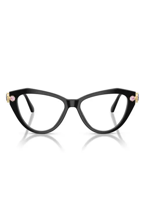 SWAROVSKI 53mm Cat Eye Optical Glasses - Black/ Demo Lens