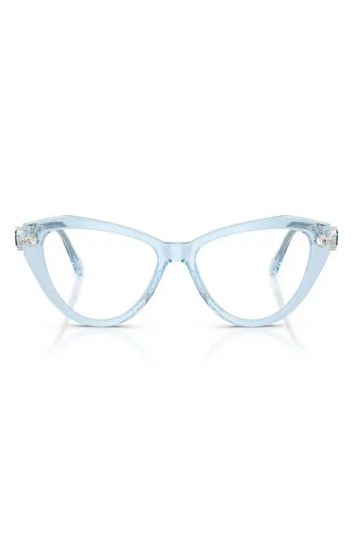 SWAROVSKI 53mm Cat Eye Optical Glasses - Transparent Blue/demo Lens