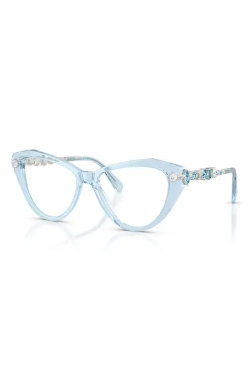 SWAROVSKI 53mm Cat Eye Optical Glasses - Transparent Blue/demo Lens